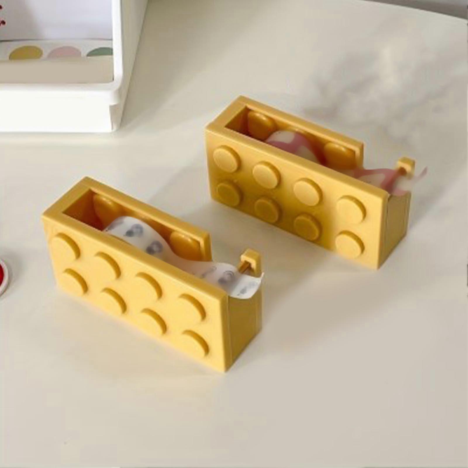 Tape Dispenser Cute Building Block Shape Easy Cutting Desk Tape Holder ...
