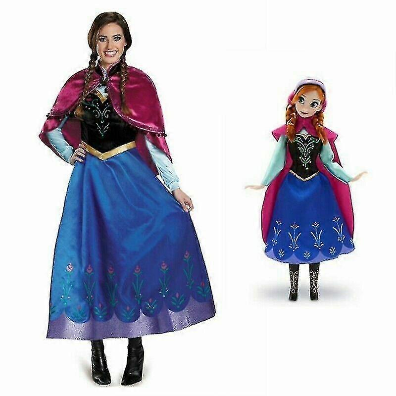 Adult Princess Anna Cosplay Costume Frozen Christmas Cos Fancy Dres_1 ...