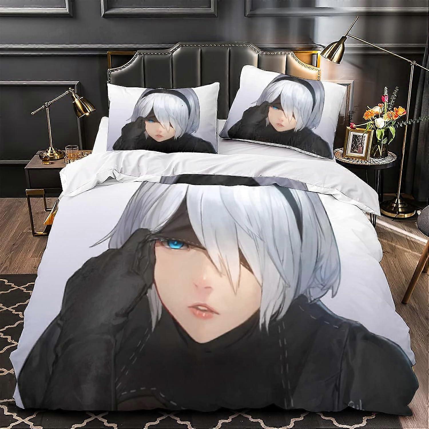 Nier Automata Pieced Bedding Set with Duvet Cover and Pillowcase, Microfiber, Yorha No Type B ...