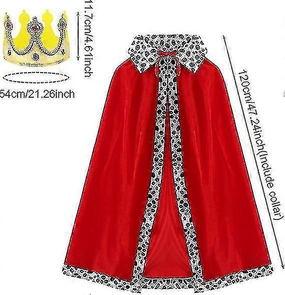 2 Pcs Adults King Costume King Robe and Crown Red Queen Velvet Royal ...