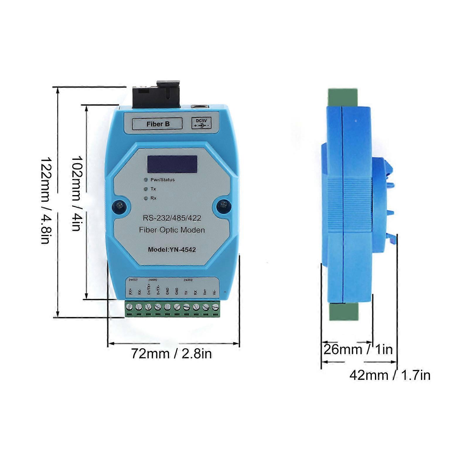 2Pcs RS485/422/232 Fiber Optic Converter Bidirectional Transimitter ...