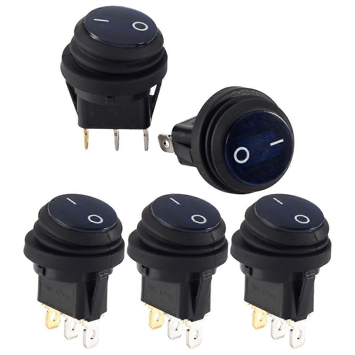 5 pcs 12V 20A Waterproof Round On/Off Rocker Switch Car Auto Boat SPST ...