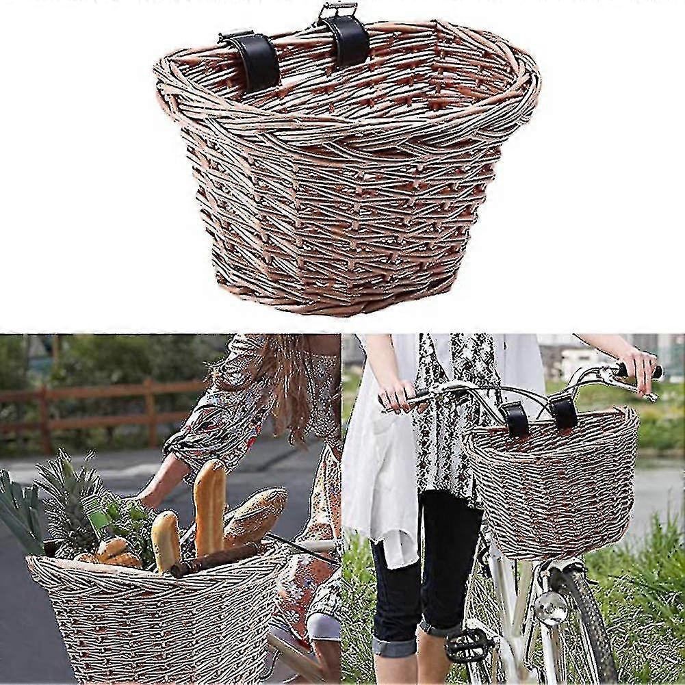 Wicker D-shaped Bike Basket Hand-woven Shopping Basket Bicycle ...