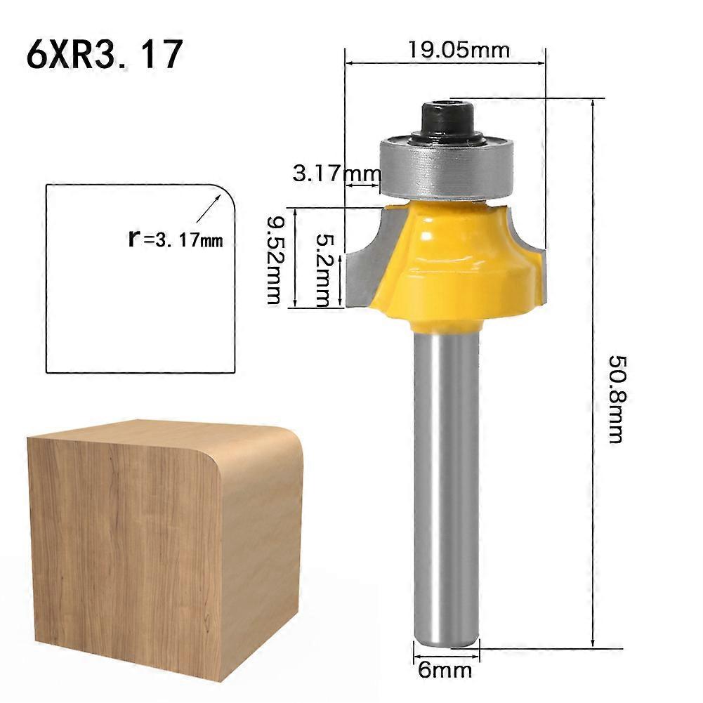 4 Pcs 6 mm Shank Round Over Cutter Bits,Rounding Cutter Standard Cutter ...
