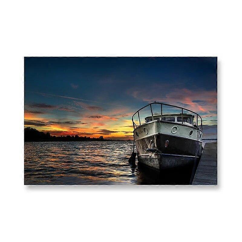 Modern Boat Sunset Landscape Pictures Canvas Painting Wall Art Seascape ...
