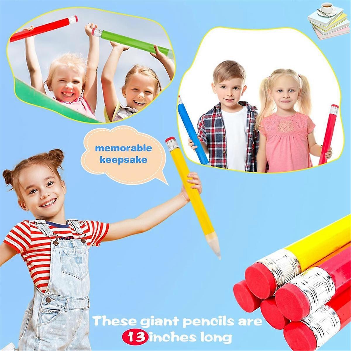 5 Pack 14 Inch Wooden Jumbo Pencils with Cap Funny Novelty ...