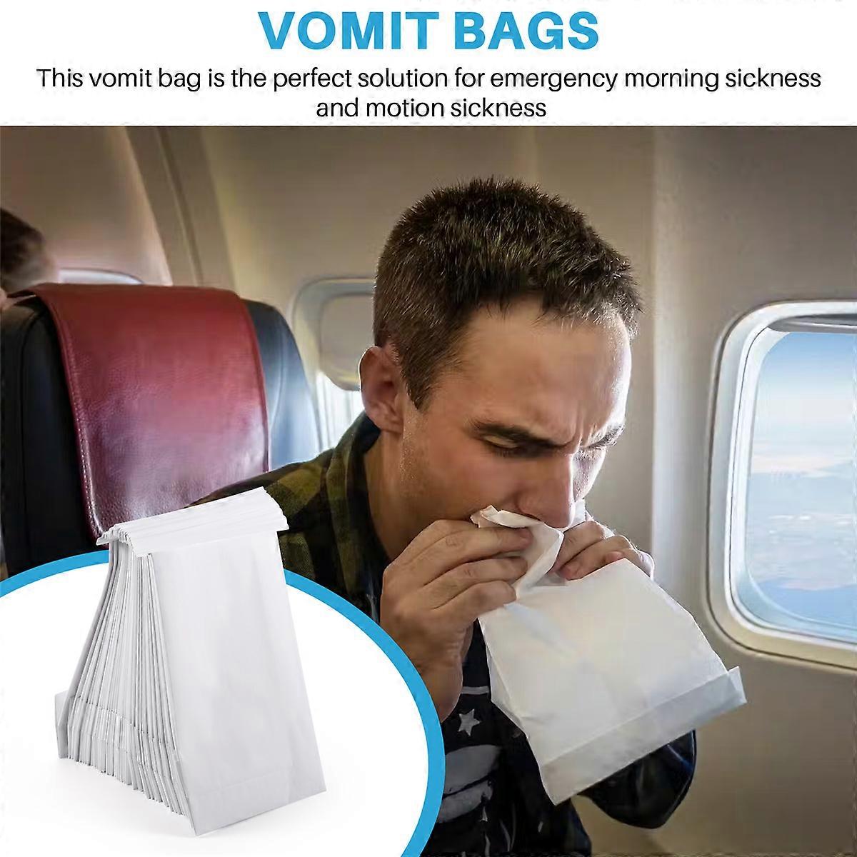 50 Pcs Vomit Bags White Throw Up Sick Bags for Motion Morning Sickness ...