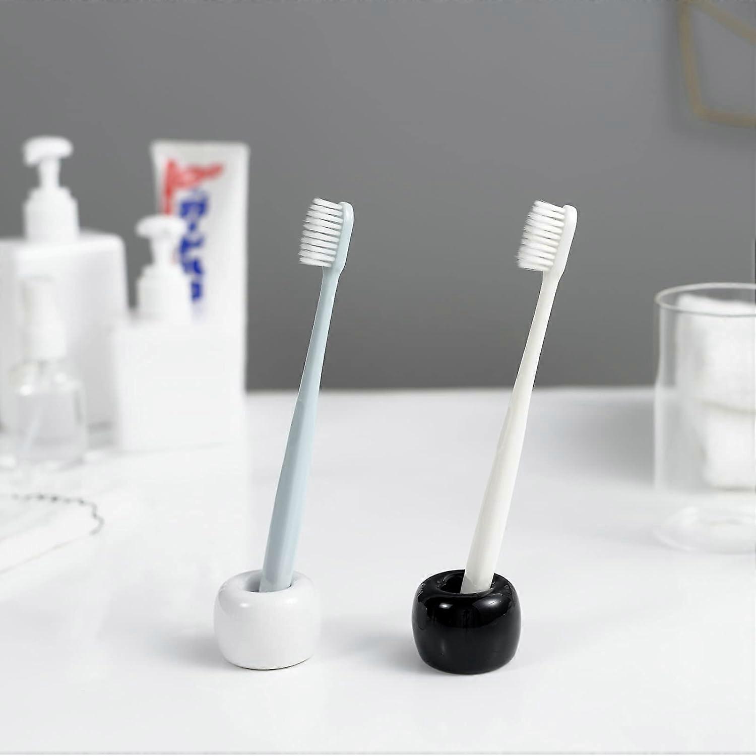 2Pcs Mini Ceramic Couple Toothbrush Holder, Hand-Made Bathroom ...