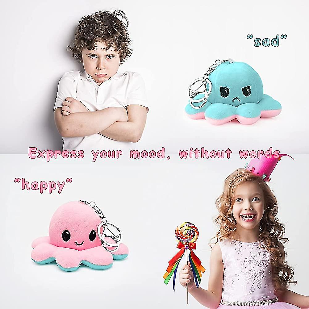 Moody Octopus Stuffed Animal Keychain, Octopus Keyring, Reversible ...