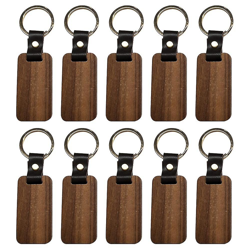 10pcs Wooden Rectangular Collectible Key Ring Car Bag Hanging Pendant ...