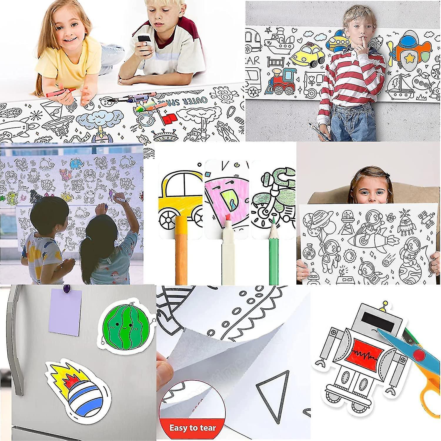 Children's Drawing Roll, Coloring Paper Roll For Kids, Sticky Color ...