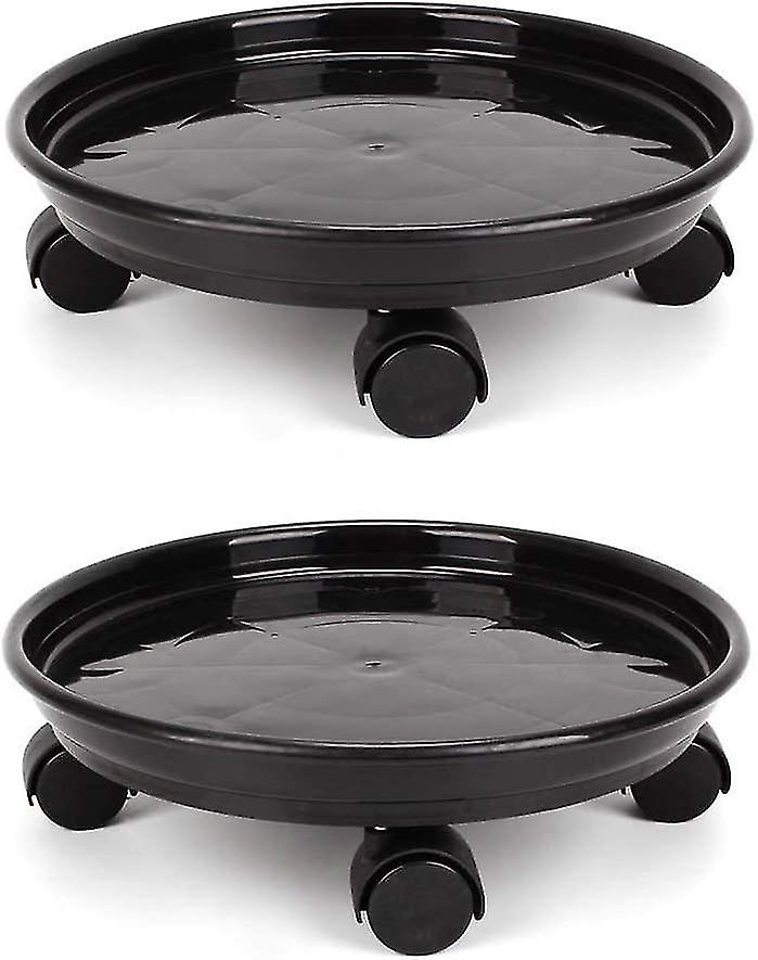 2-pack växtvagn, rund krukväxthållare med hjul, kraftig ...