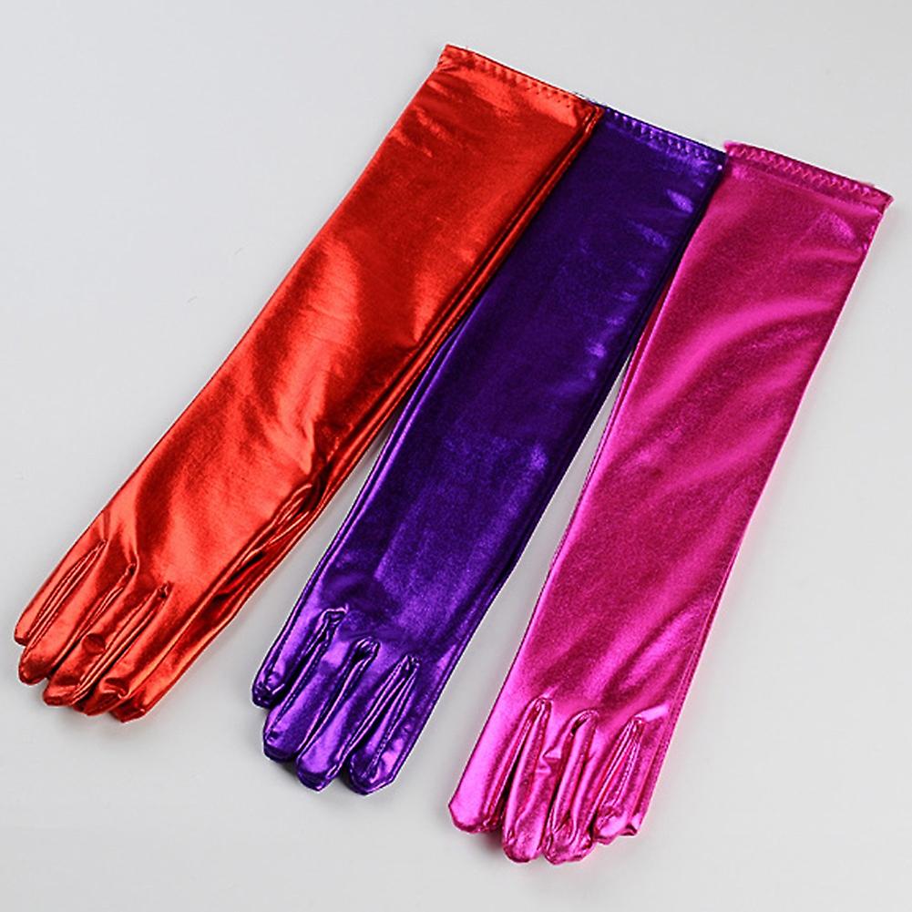 Fornnerg Cosplay Party Stage Performance Women Full Finger Shine Faux ...