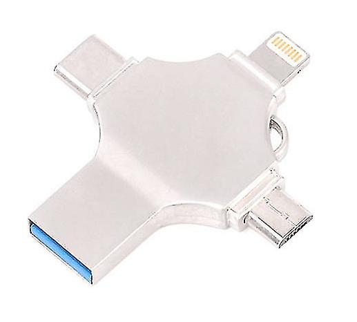 32Gb Silver 4 In 1 Usb Flash Drive Compatible With Iphone, Micro Usb ...