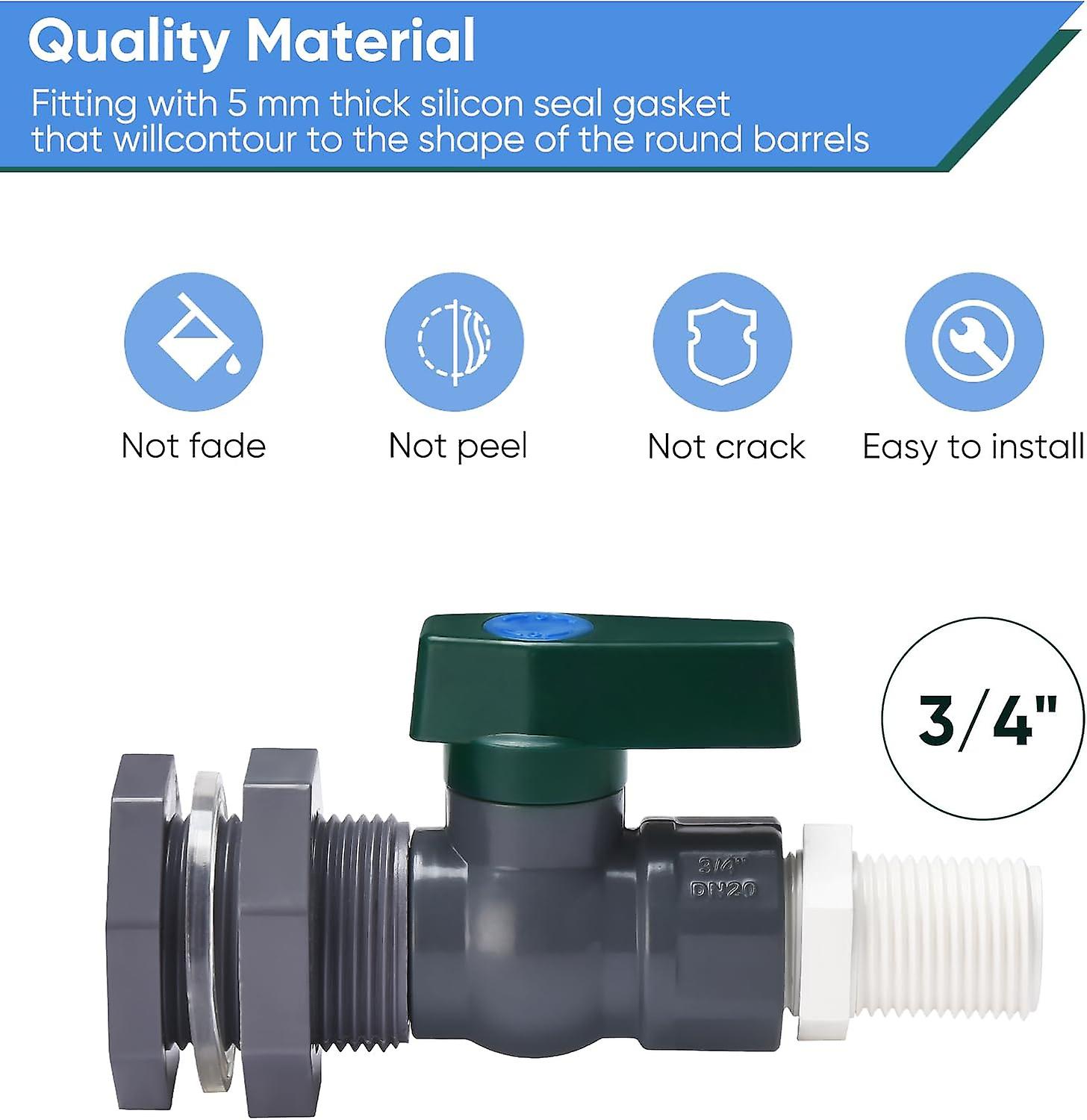 Rain Barrel Spigot, PVC Water Barrel Diverter Kit with Bulkhead Fitting ...