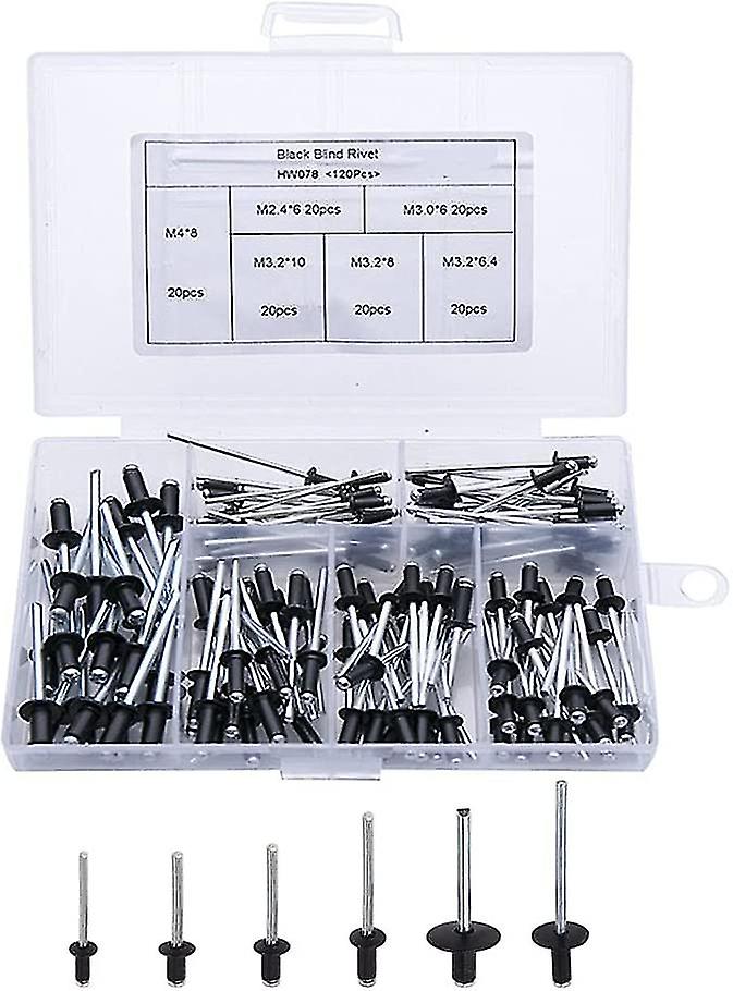 120 Pieces Black Rivet Pop Rivet Aluminum Blind Rivets Aluminum Flange ...