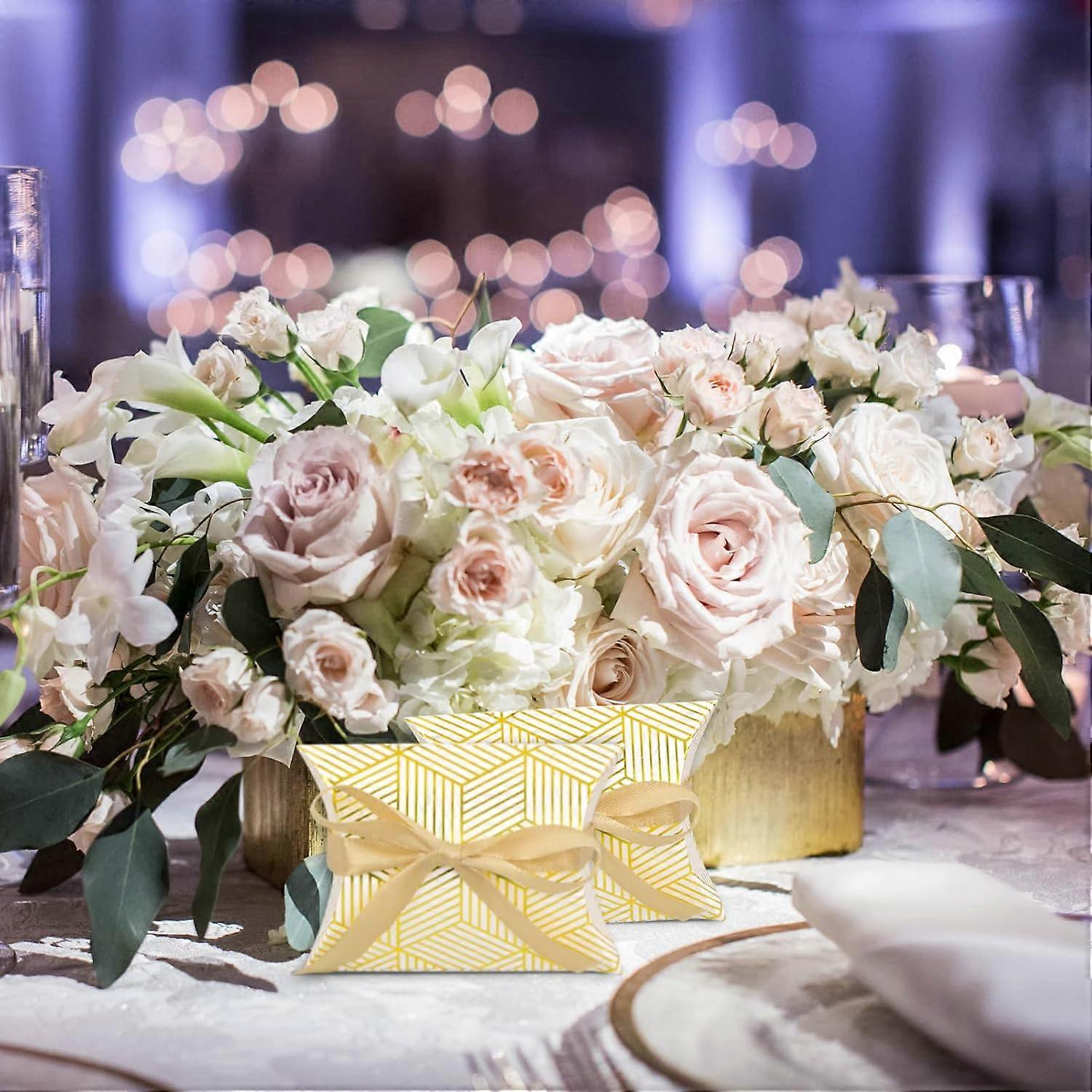 50 Pieces Wedding Favor Boxes, Pillow Shaped Boxes, Paper Candy Boxes ...