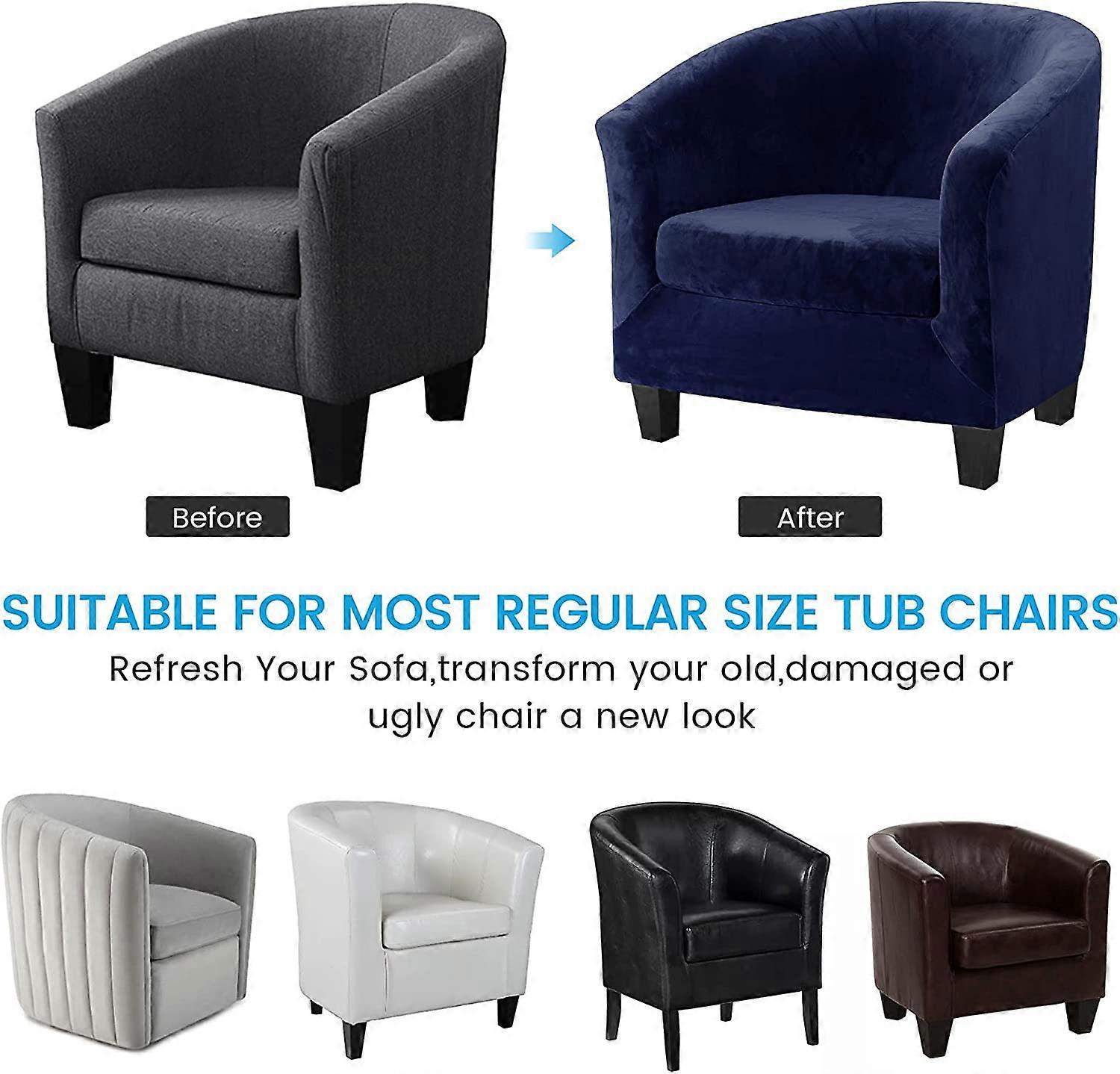 Piece Tub Chair Slipcovers, Upgraded 2 in 1 Design for Stretch Velvet ...