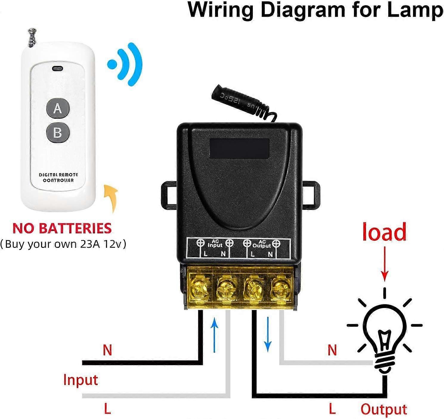 Wireless Remote Switch, AC 110V/220V/230V/240V RF Remote Control Switch ...