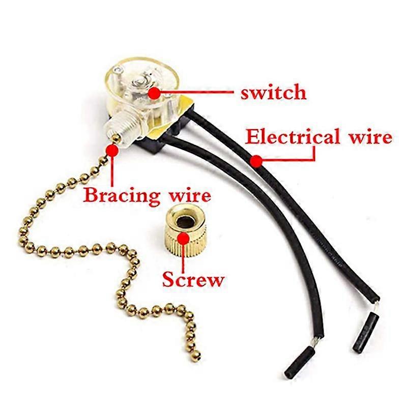 Ceiling Fan Light Switch ZE-109 Two-Wire Light Switch with Pull Cords ...