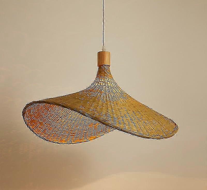 Vintage Bamboo Large Woven Chandelier Led Pendant Lamp For Dining Room ...