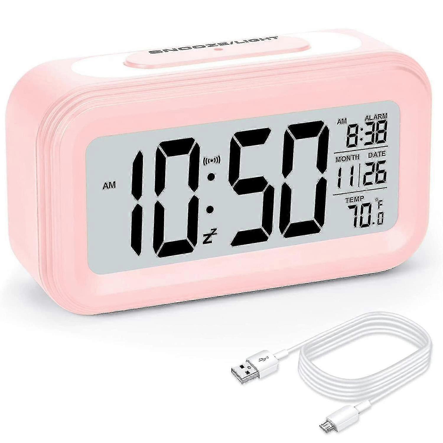 Digital Alarm Clock For Bedrooms With Usb Charger,alarm Clocks,pink ...