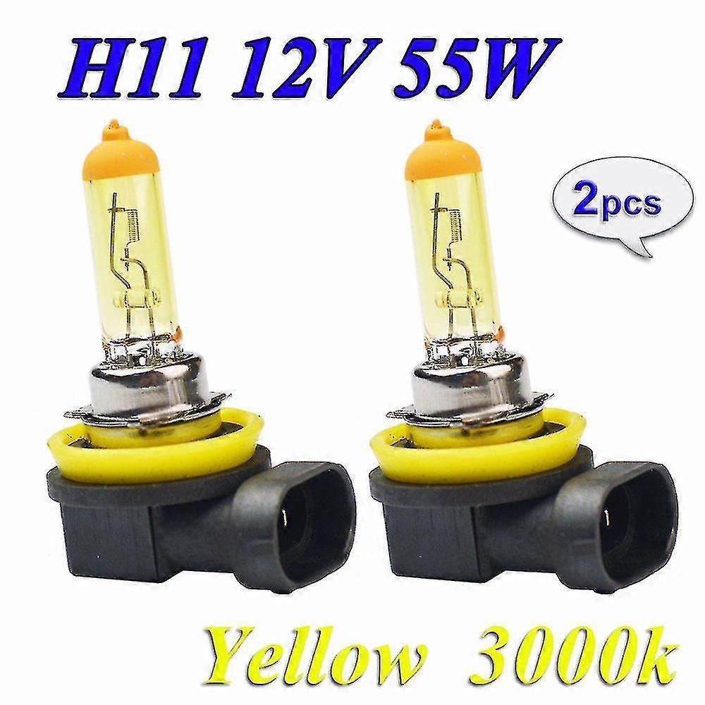 Hippcron 2 Pieces 12v 55w H11 Yellow Halogen Bulb Pgj19-2 3000k Auto ...