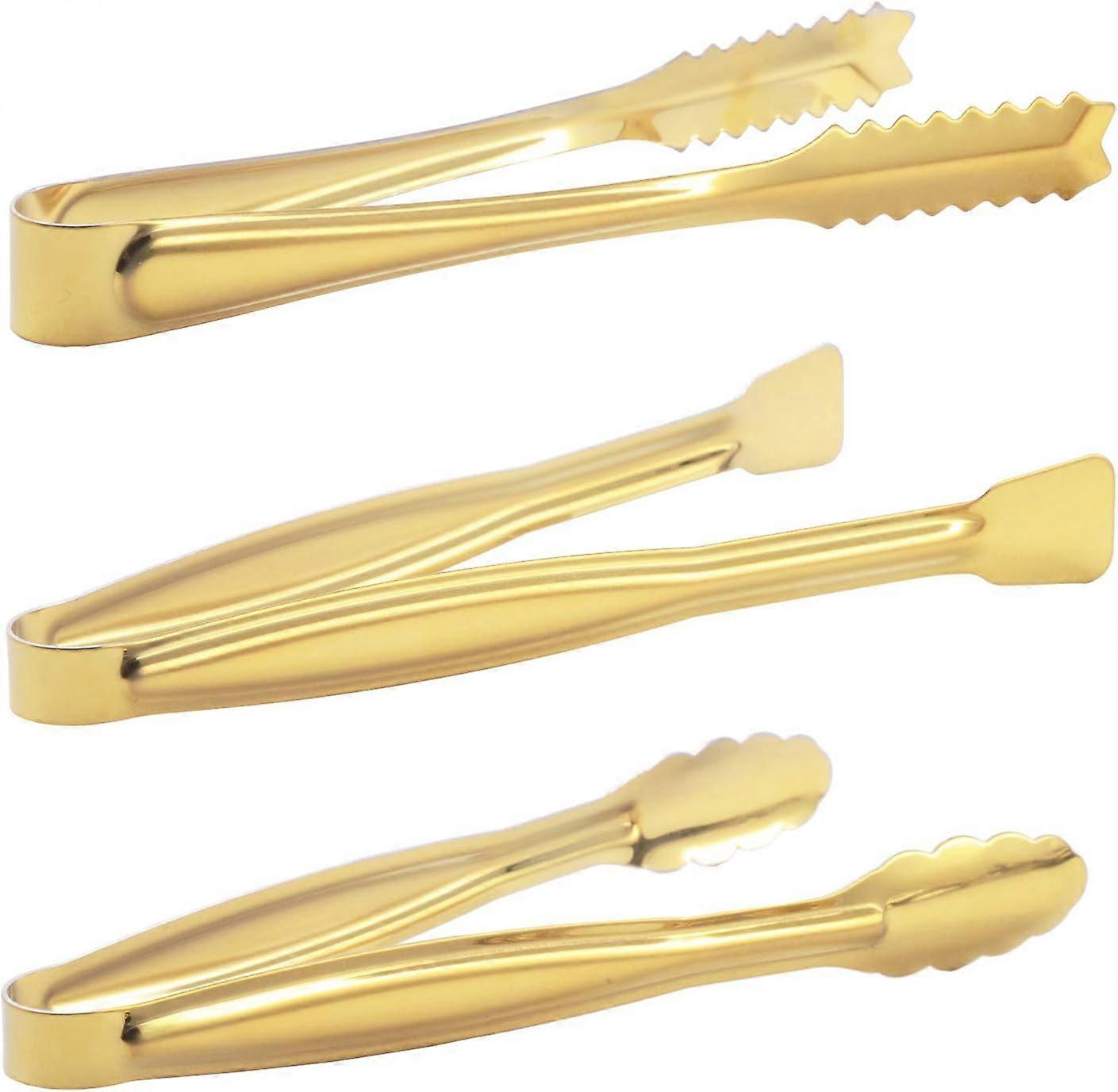 Gold Plated Mini Serving Tongs Set 6-Inch Appetizers Tongs Stainless ...