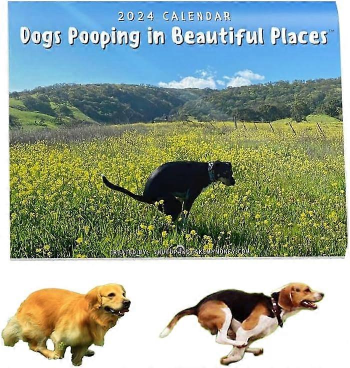 2024 Calendar - Dogs Pooping in Beautiful Places Wall Calendar January ...