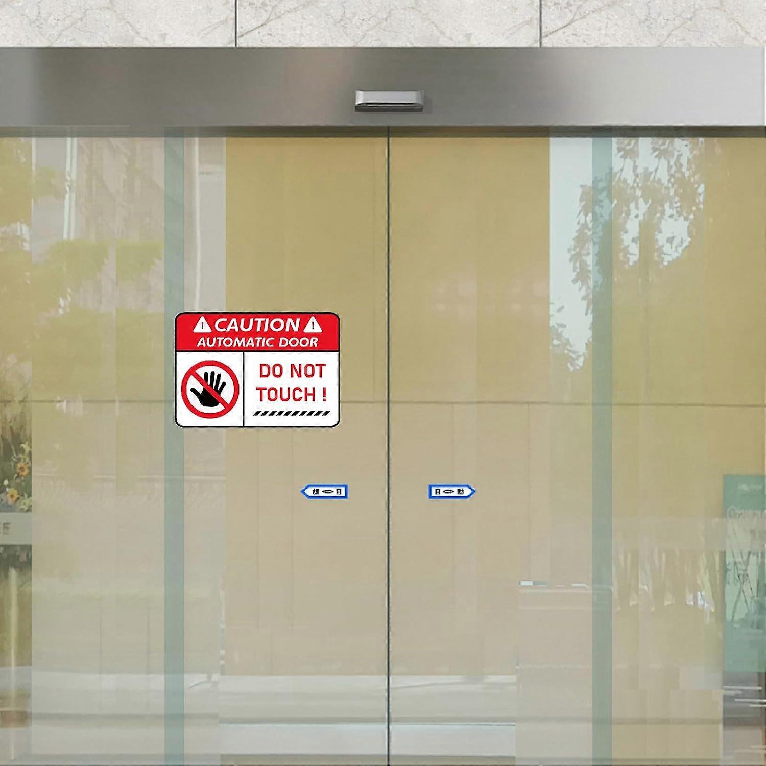 Caution Do Not Touch Automatic Door Warning Sign Stickers 9.8" x 6.9 ...