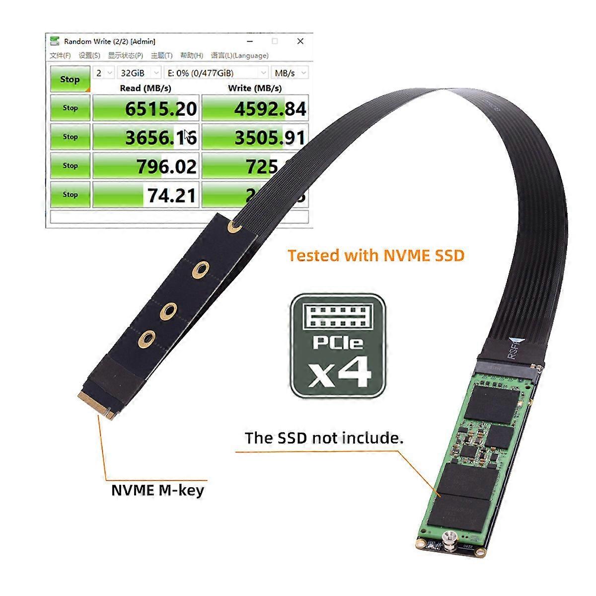 EP-050-BK NGFF M-Key NVME Male to Female Extension PCI Express Cable ...