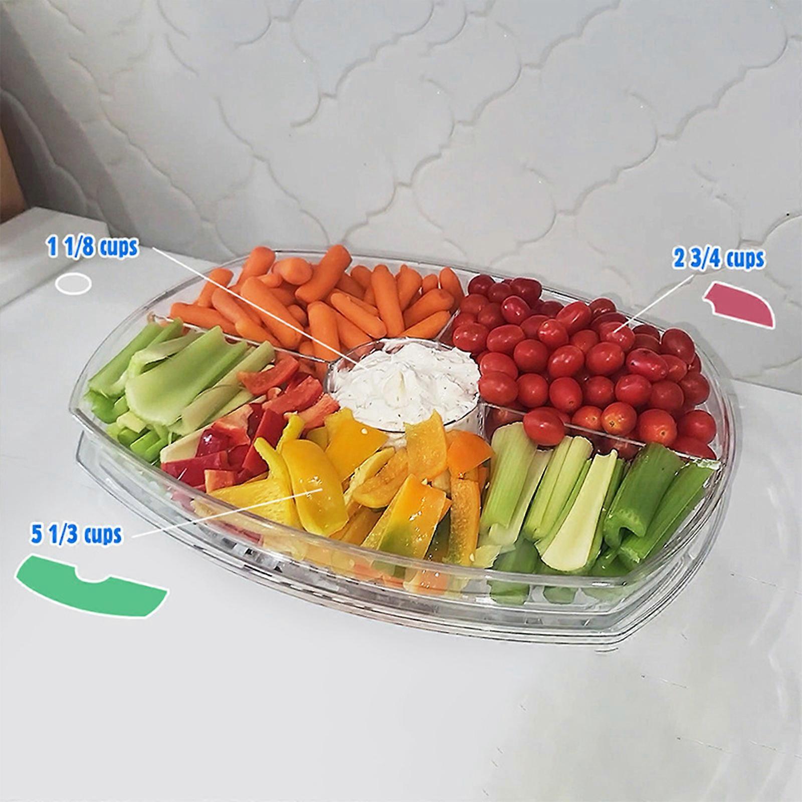 Chilled Serving Tray, 15 Inch Clear Plastic Party Platter With 4 ...