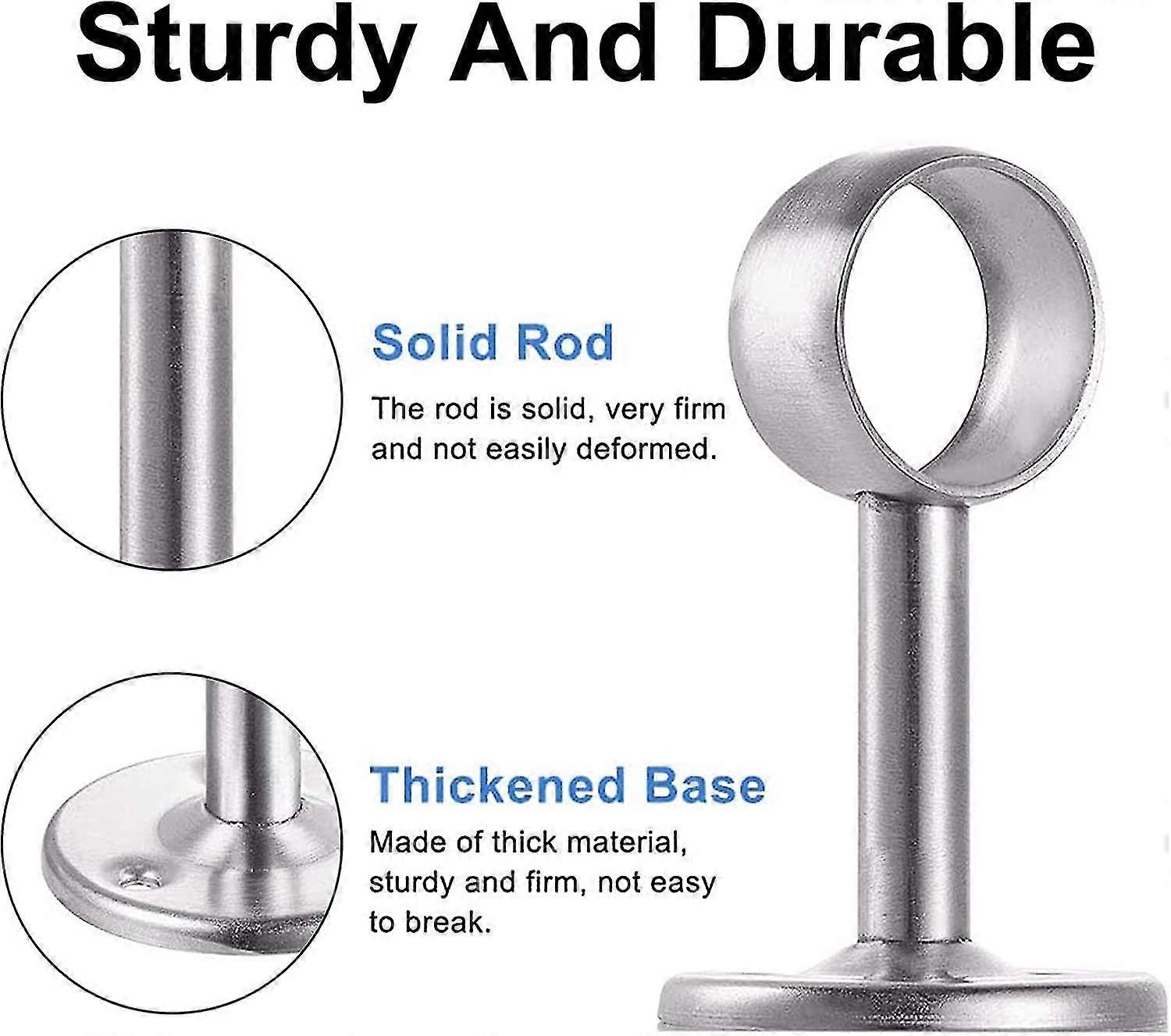 Stainless Steel Wardrobe Pipe Holder Bracket, Dia 32mm(1-1/4), Set Of 2 ...