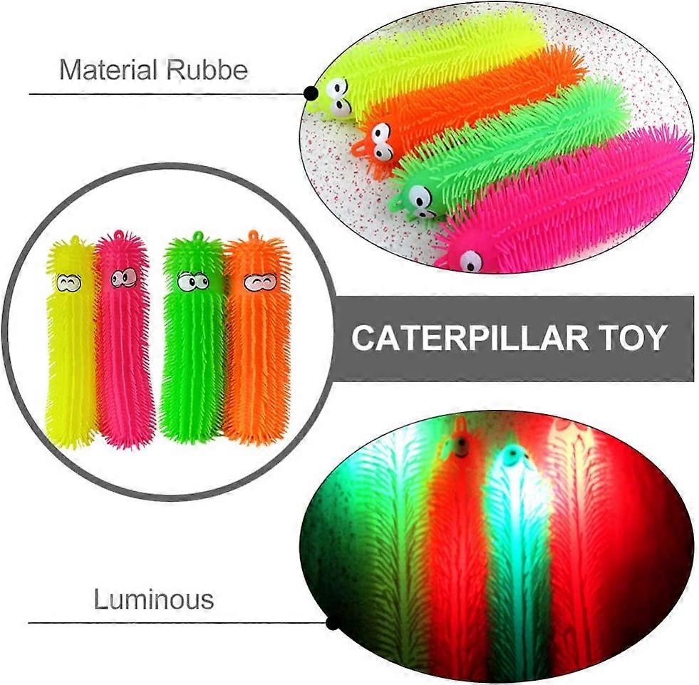 4pcs Puffer Worms Luminous Caterpillars Toys Light Up Puffer Balls Air ...