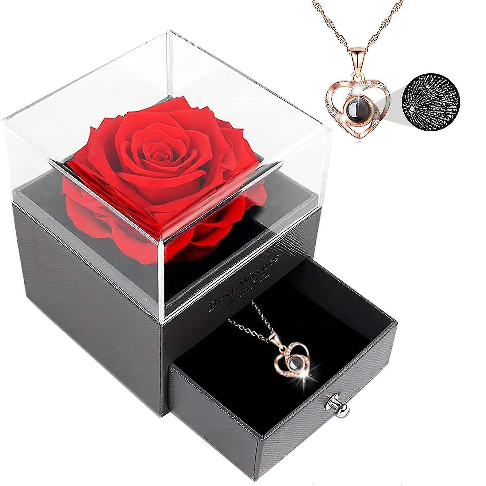 Real Preserved Rose - Eternal Handmade Rose With Love You Necklace Rose ...
