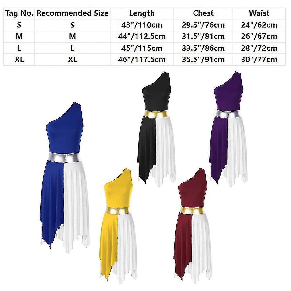 Women Asymmetrical Contemporary Lyrical Dance Dress Color Block Ballet ...