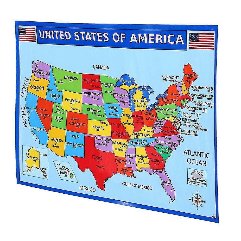 USA Map Educational Classroom Poster Teaching Geography Map Household ...