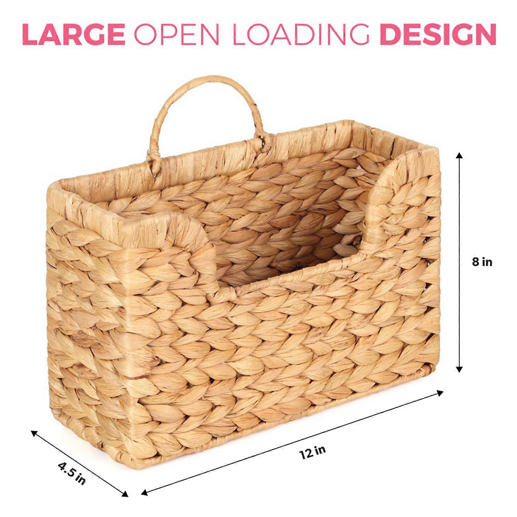 3X Handwoven Water Hyacinth Wall Magazine Holder - Hanging Organizer ...