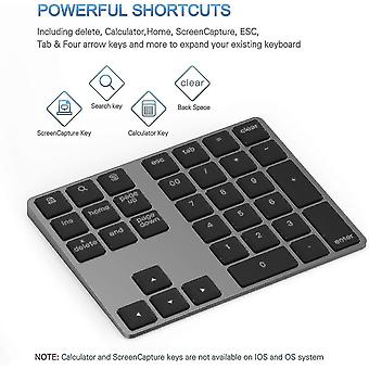 Bluetooth Numeric Keypad, Rechargeable Aluminum 34-key Number Pad Slim ...