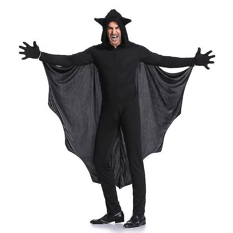 Man Black Bat Vampire Costume Cosplay For Men Hooded Jumpsuit Fantasia ...