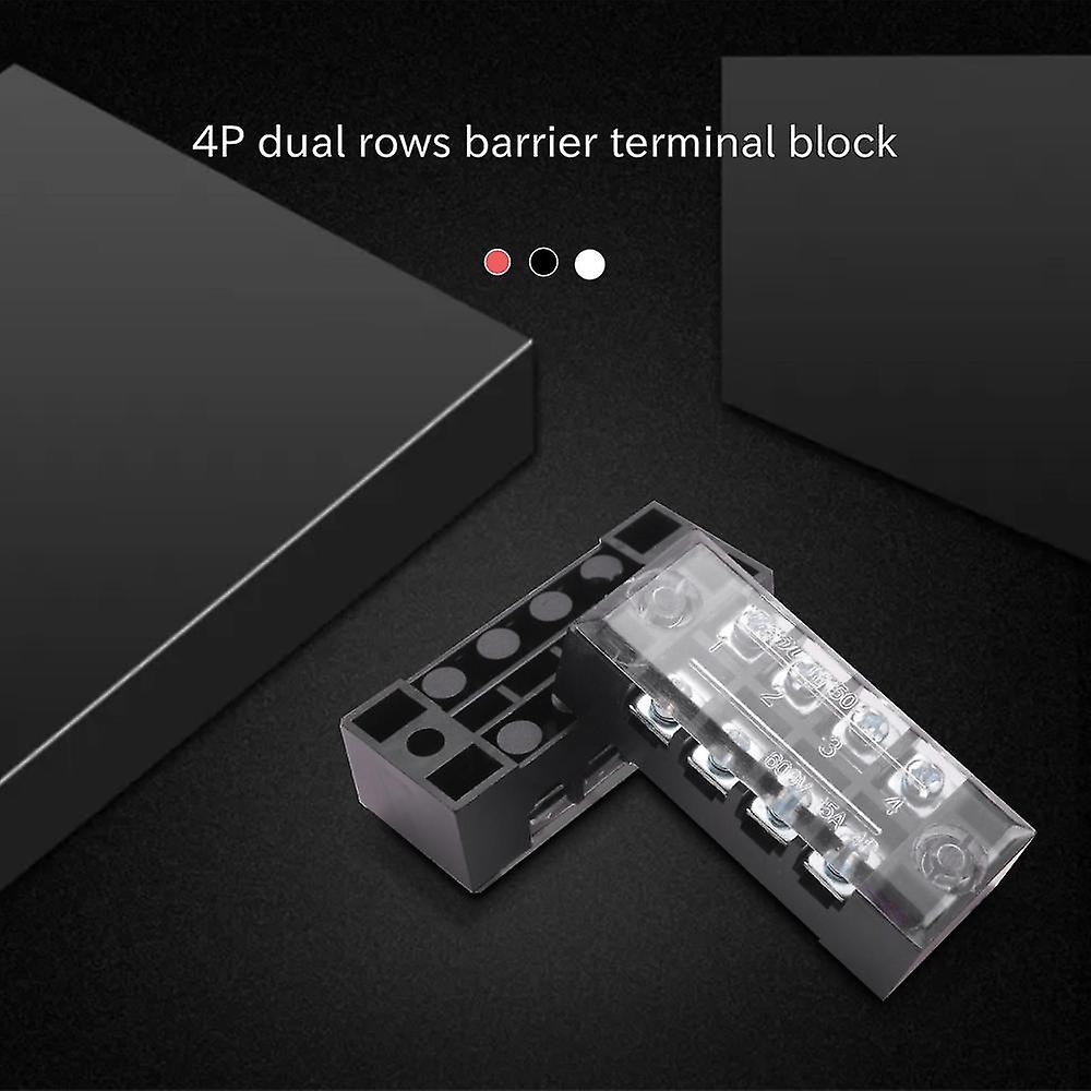 3 Pcs 600v 15a 4 Positions Dual Rows Covered Barrier Screw Terminal Block Strip | Fruugo DK