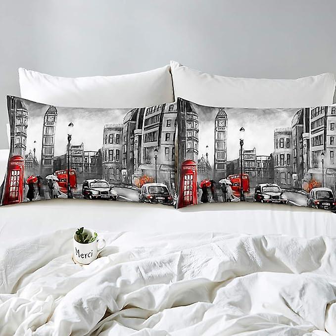 Retro London Theme Comforter Cover Big Ben Microfiber Bedding Duvet ...