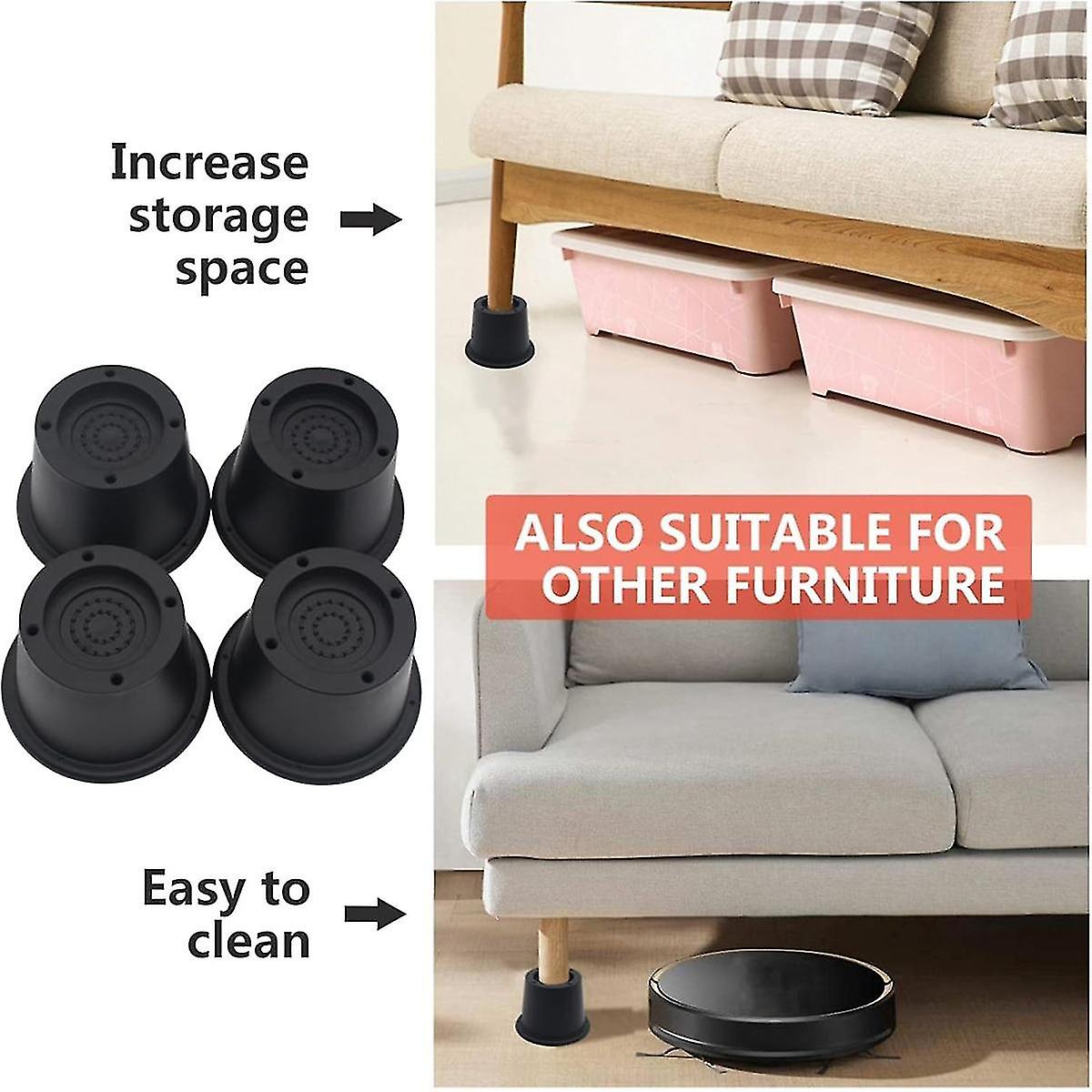 6Pack Furniture Risers Black Bed Risers 2.3 Inch,Bed Lifts Risers for ...