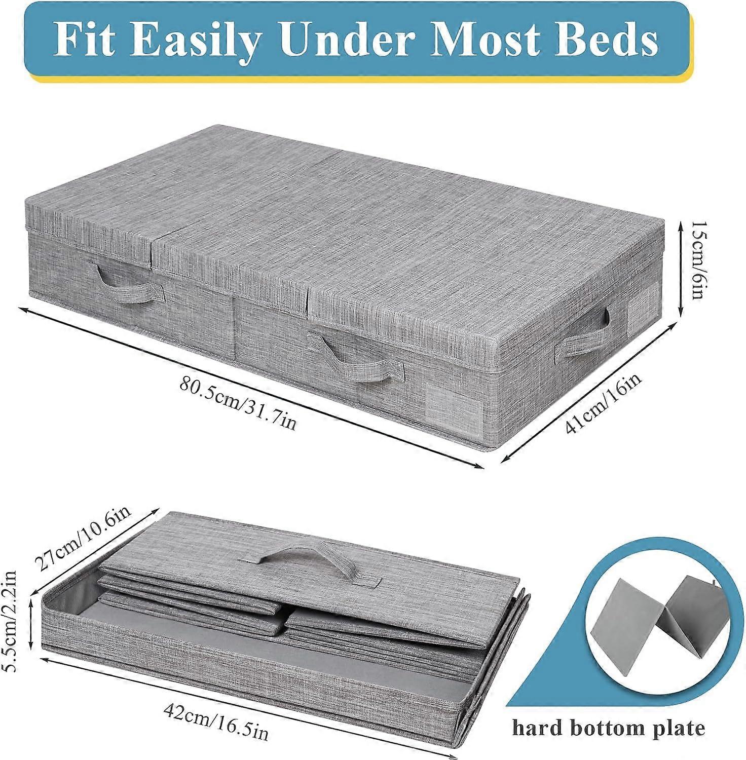 Underbed storage box, foldable underbed chest of drawers with lid, bed ...