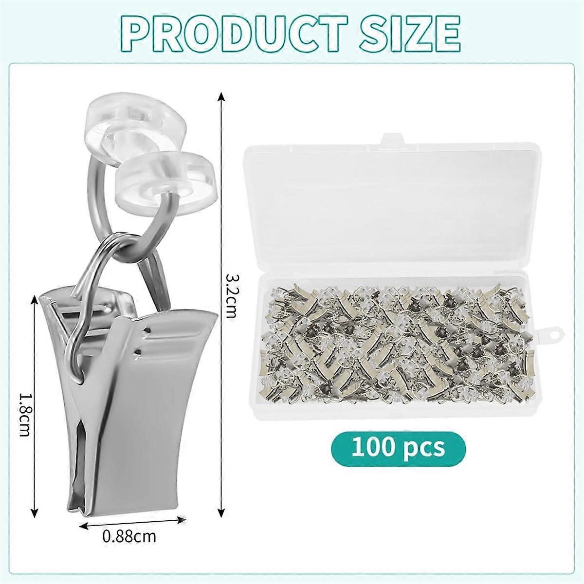 Pack of 100 Curtain Clips,Curtain Clips, Rolls with Plastic Rollers and ...