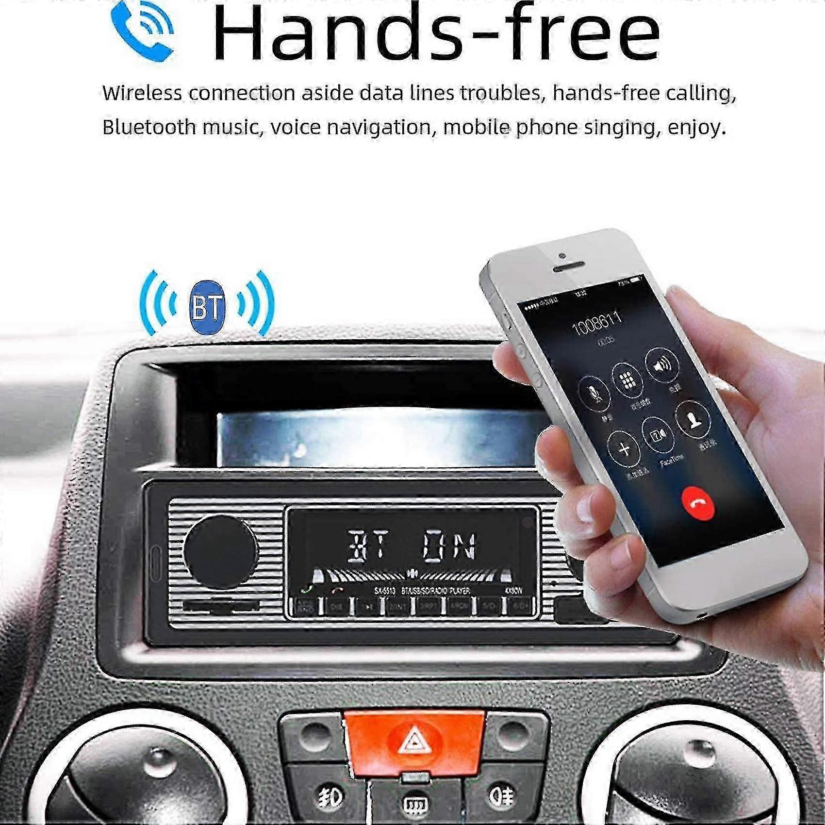 1 DIN Retro Car Stereo Audio Automotive Bluetooth with USB USB/SD/AUX ...