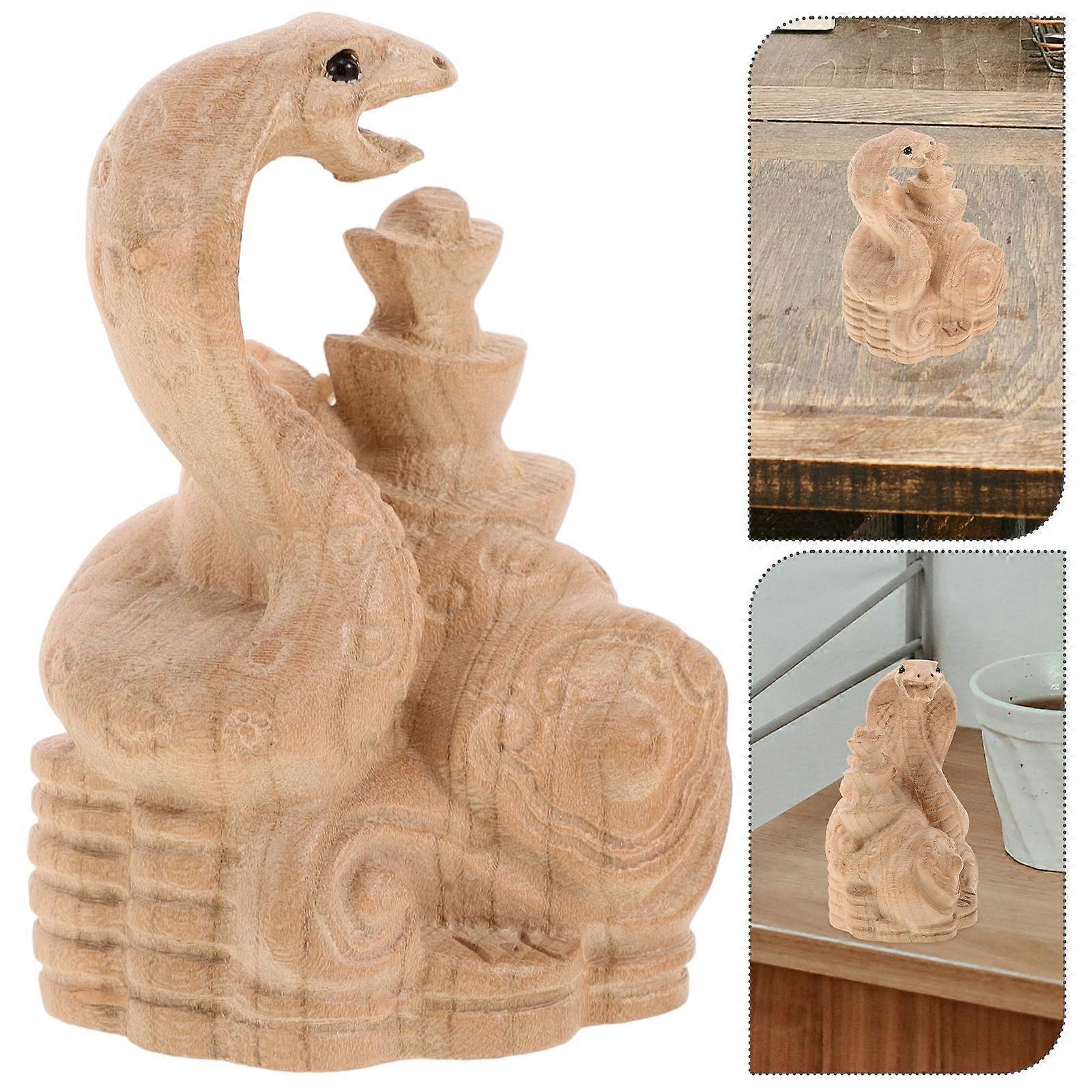 Chinese Snake Statue Wood Snake Figurines Feng Shui Decor Chinese Snake ...