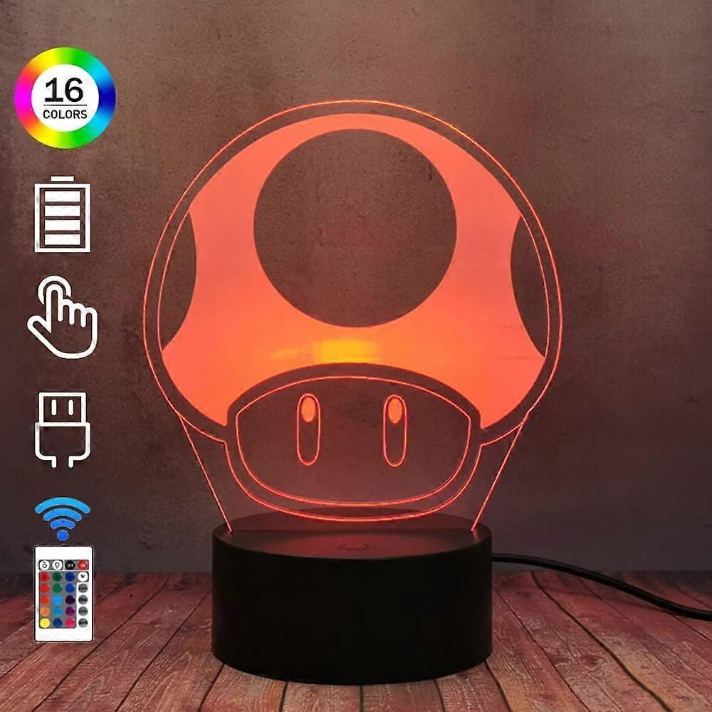 Classic Game Mario Magic Mushroom 3D LED Light Flash, Touch Sensor ...