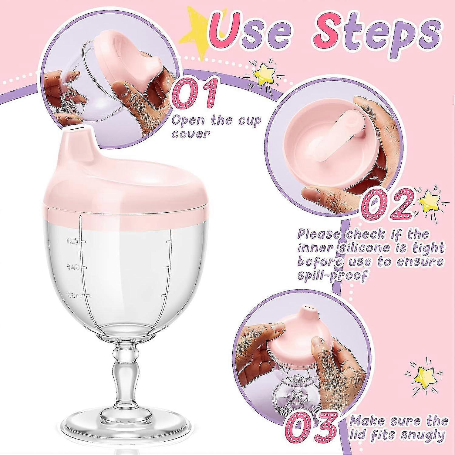 2 Pcs Baby Wine Sippy Cup Plastic Goblet Cup No Spill Wine Glass Sippy Cup Baby Goblet Cup Baby ...