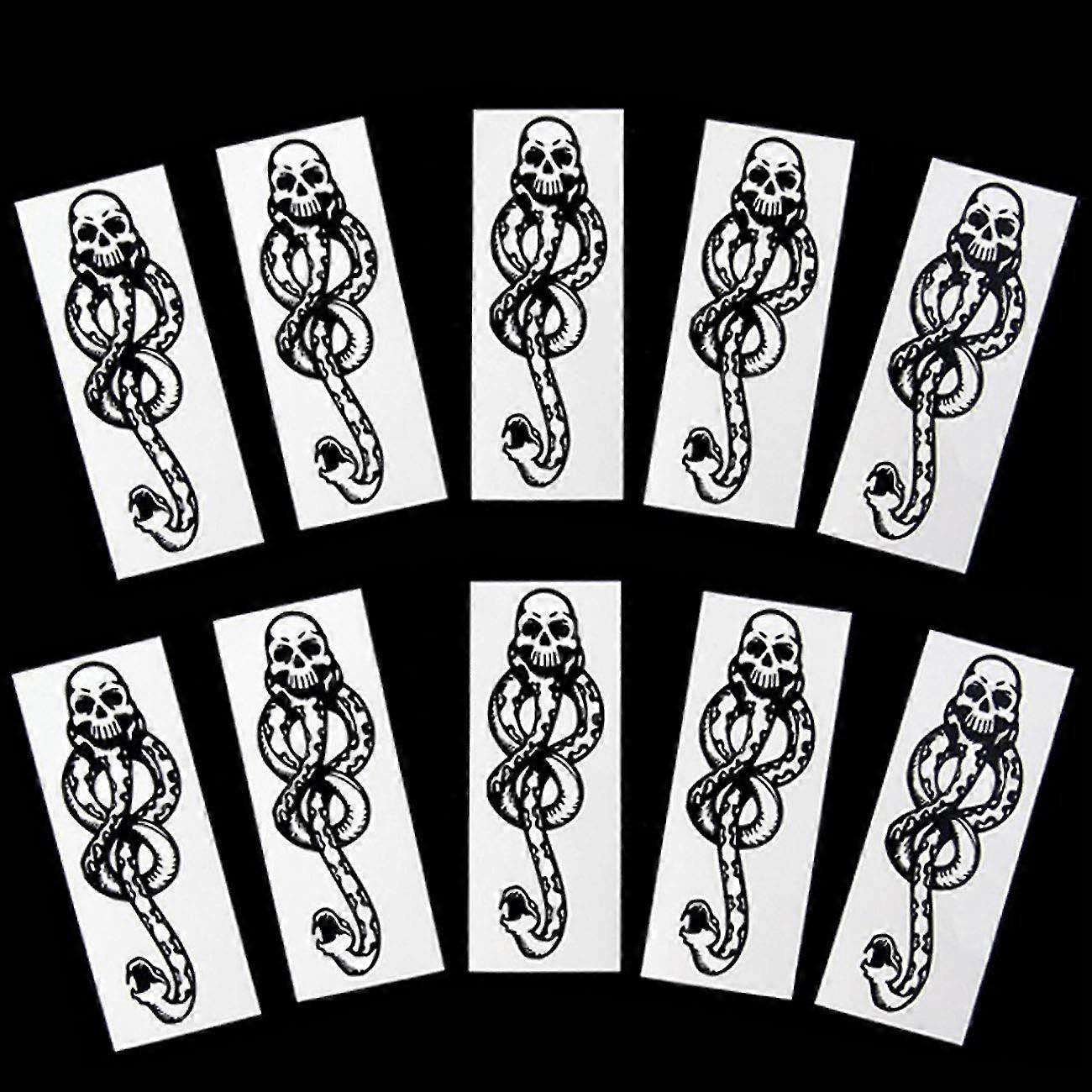 10 Pcs Magic Mantra Snake Skull Dark Mark Death Eater Temporary Cosplay ...